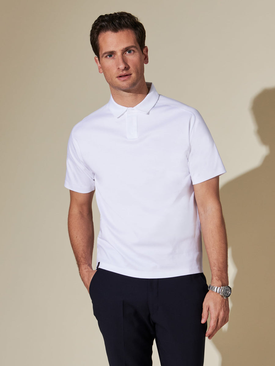 Soft White Cotton Transit Polo | Classic White Polo Shirt